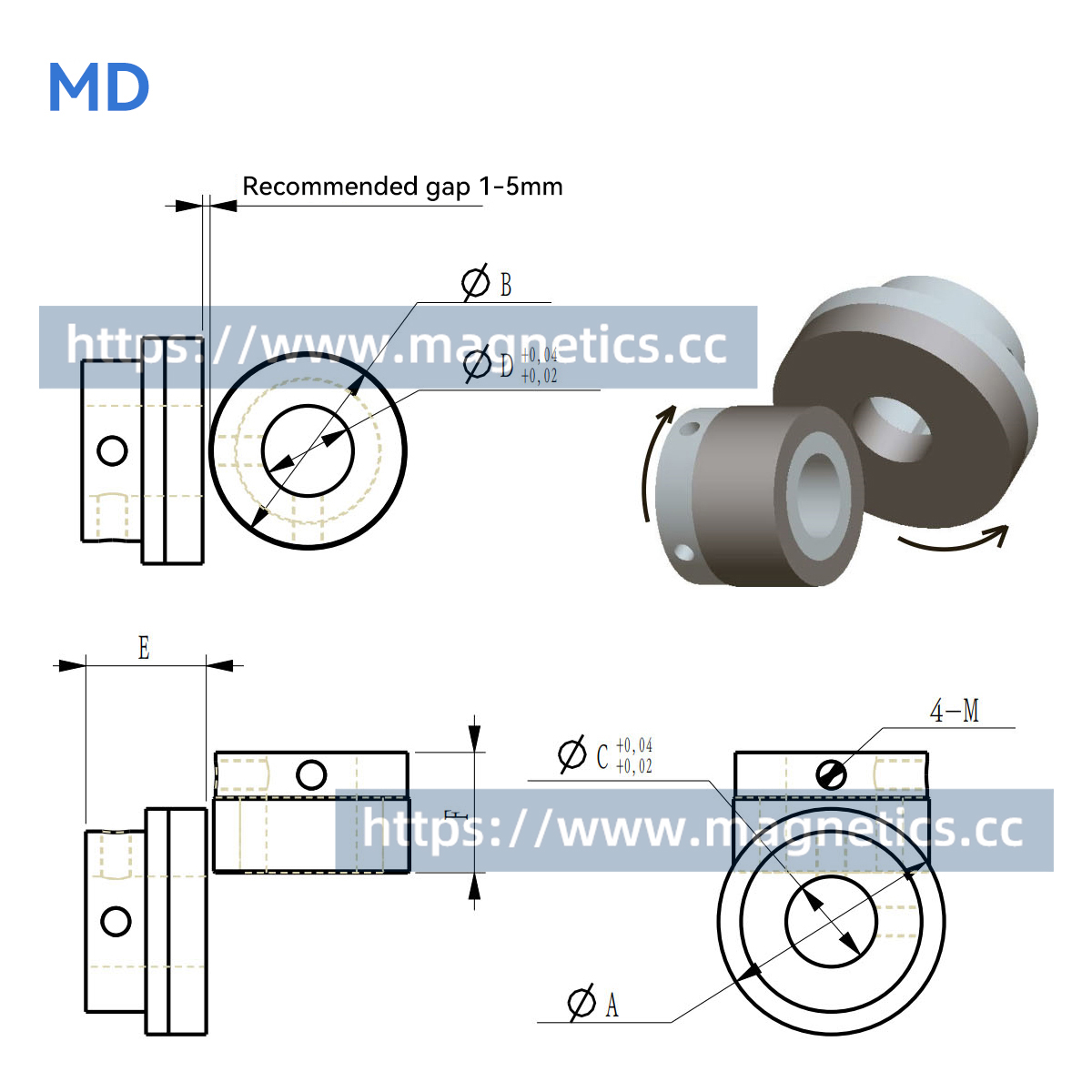 Magnetic Bevel Gears Supplier, Magnetic Bevel Couplings Parameters